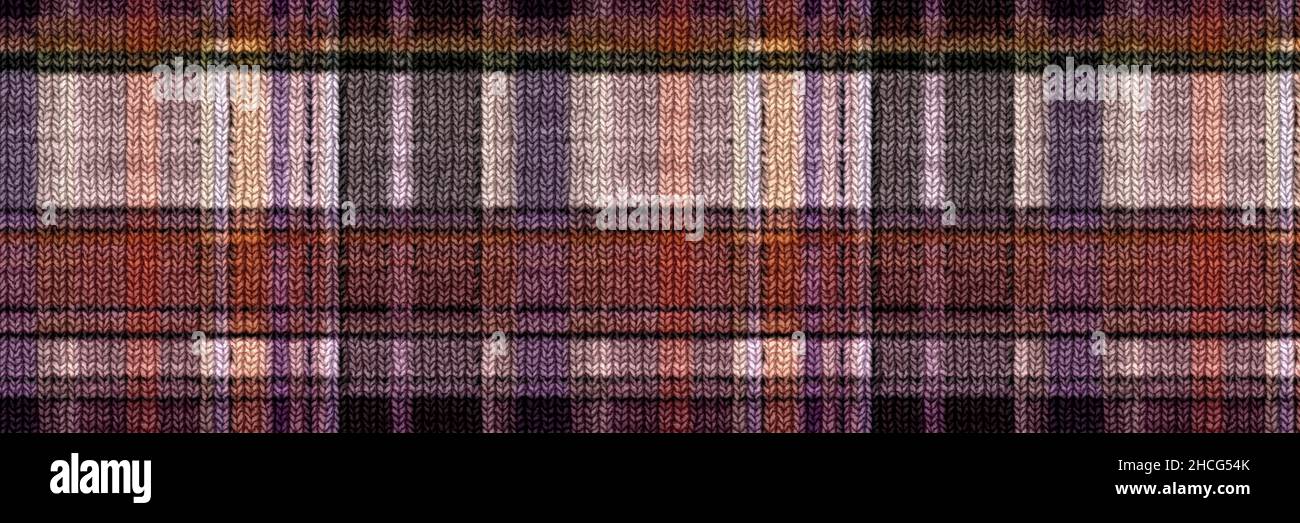 Classic winter tartan knit wool plaid seamless edging border. Retro ...