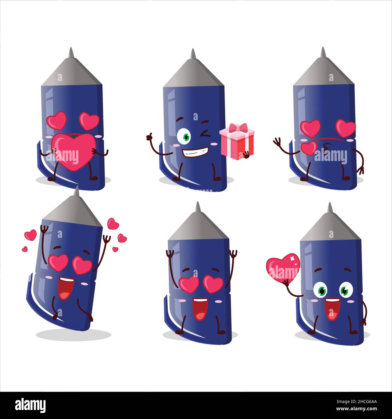 Pen cartoon character with love cute emoticon. Vector illustration ...