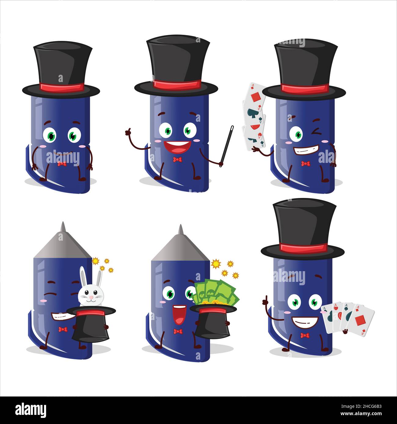 A Pen Magician cartoon character perform on a stage. Vector ...