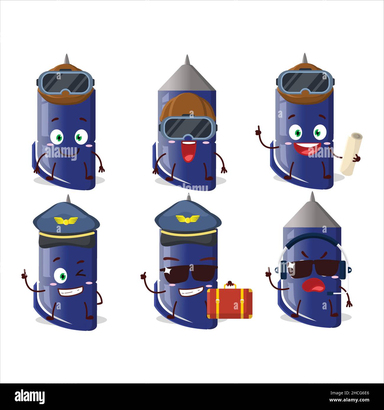 Pilot cartoon in mascot Pen with glasses. Vector illustration Stock ...