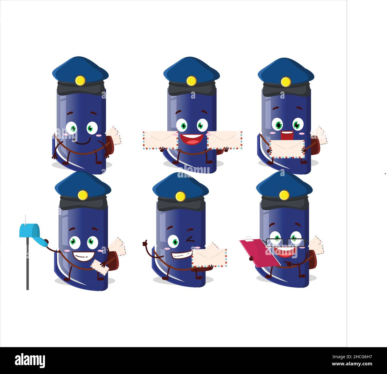 A picture of cheerful Pen postman cartoon design concept. Vector ...
