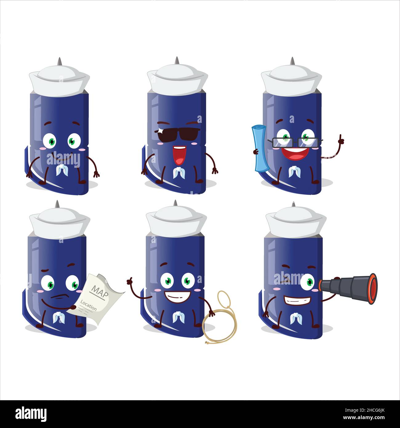 A character image design of Pen as a ship captain with binocular ...