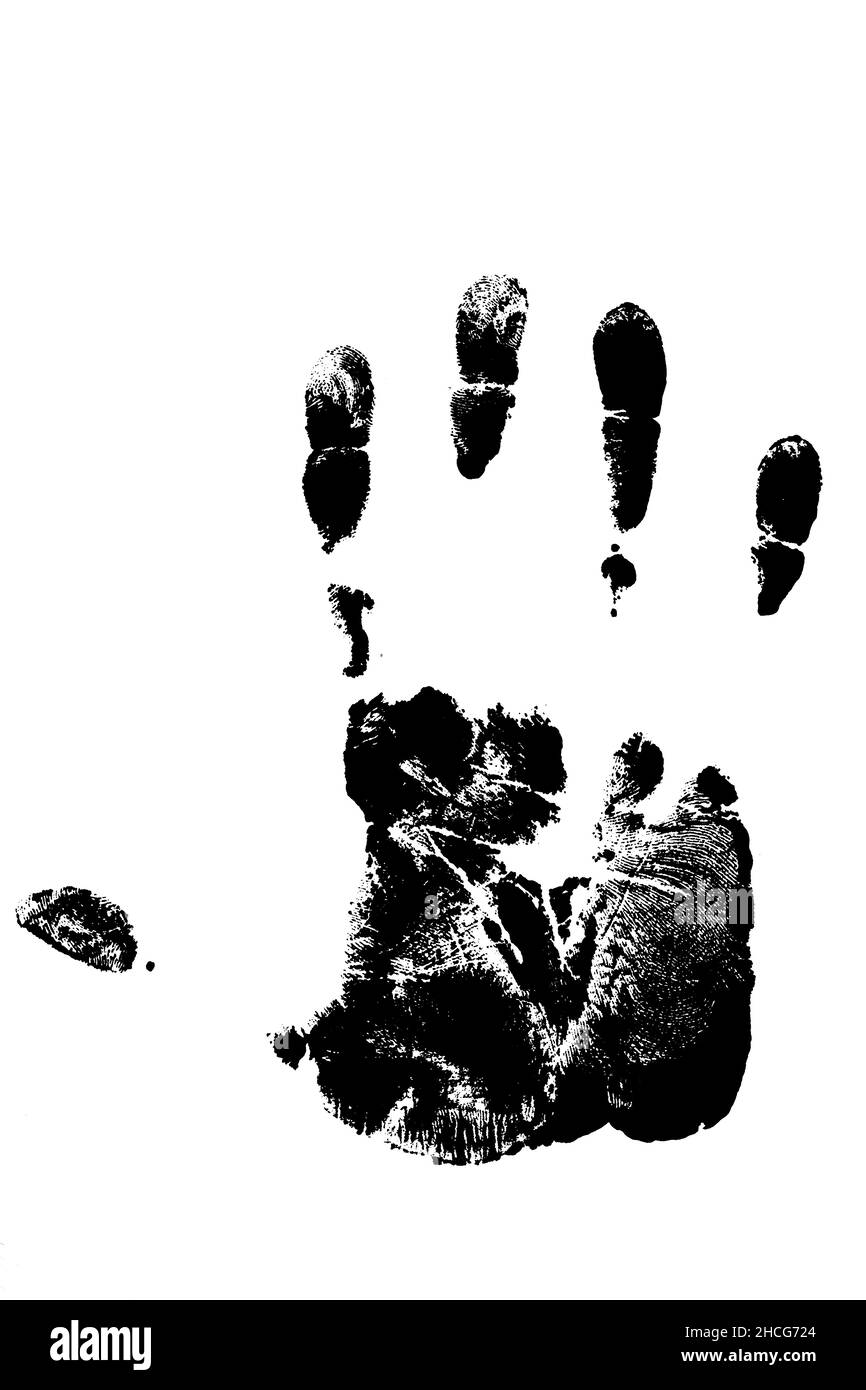 Black imprint right palm person hand on white background Stock Photo ...