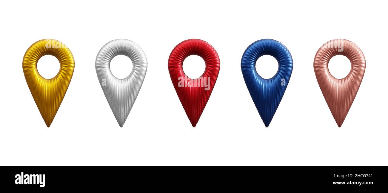 Realistic 3d map pin pointers collection vector illustration Stock ...