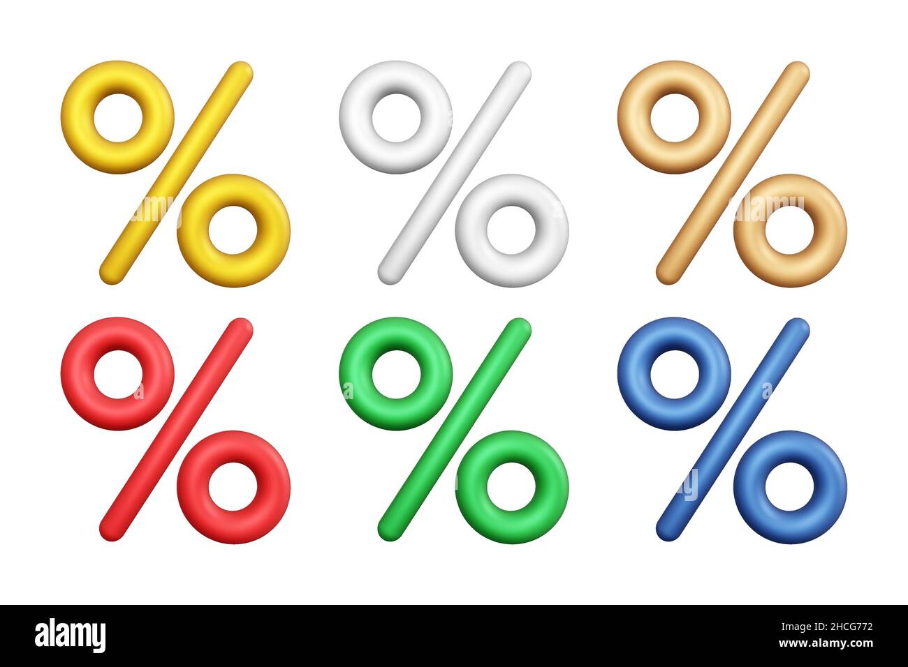 Realistic 3d percentage symbols collection vector illustration Stock ...