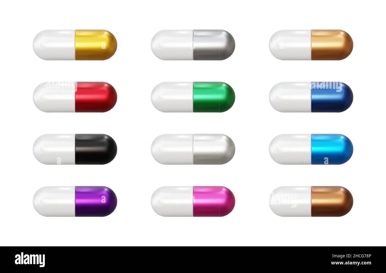 Realistic 3d pills collection vector illustration Stock Vector Image ...