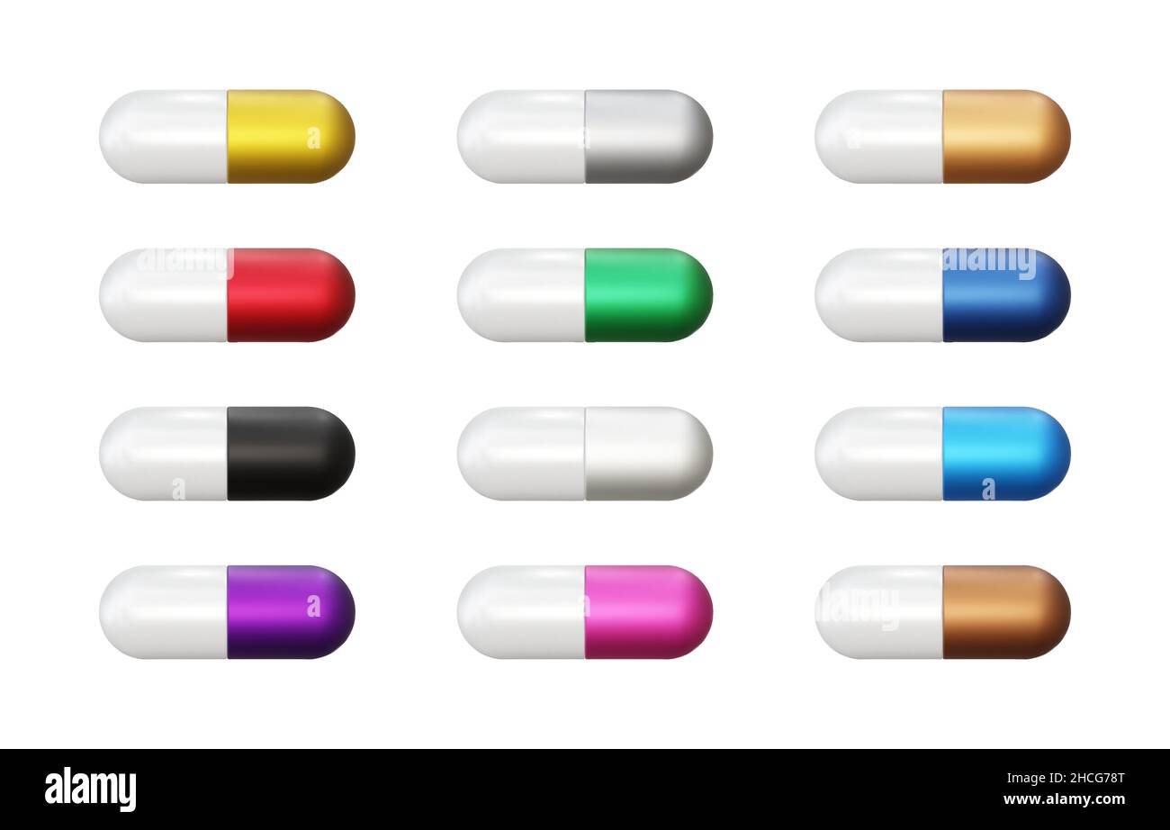 Realistic 3d pills collection vector illustration Stock Vector Image ...