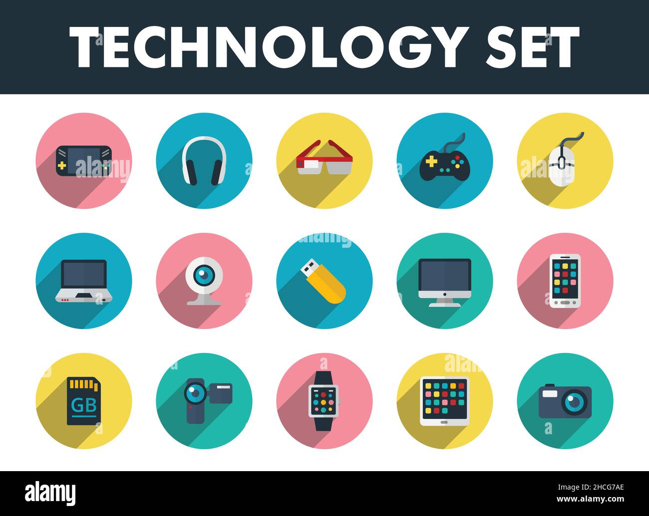 Futuristic and old electronic appliance icon set. Technology object ...