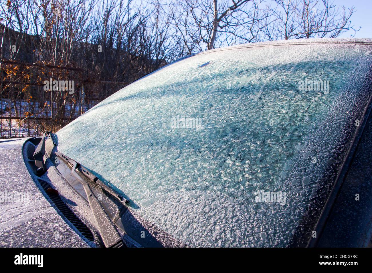 Frozen window and glass, frozen dew water pattern and texture ...