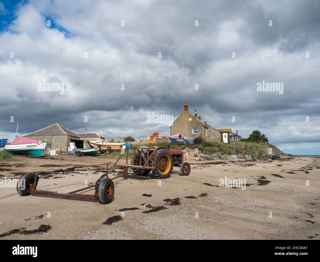 View of Boulmer Beach Stock Photo - Alamy