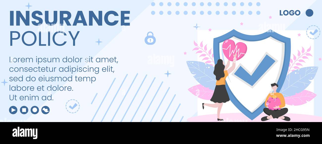 Insurance Policy Post Template Flat Design Illustration Editable of ...