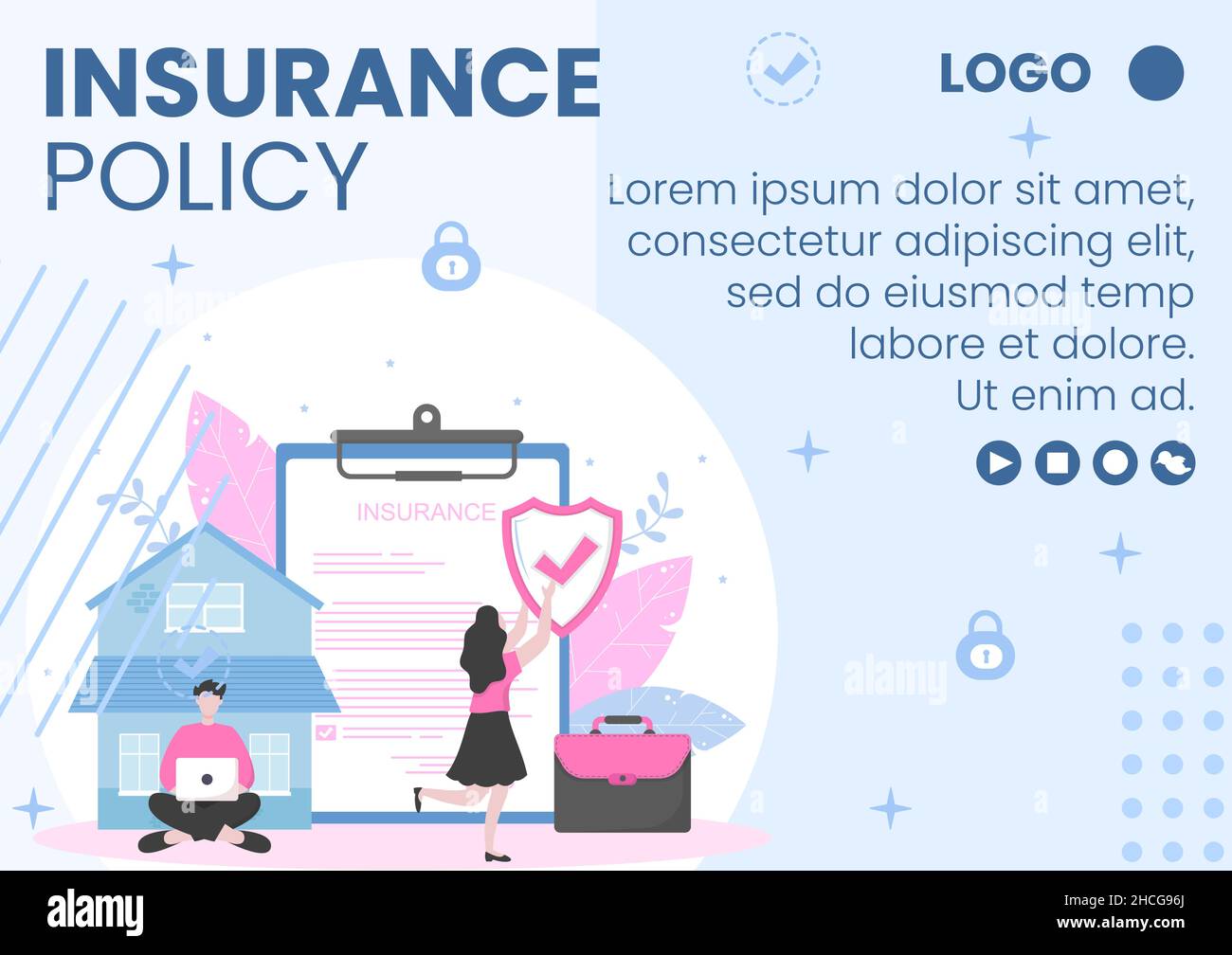 Insurance Policy Post Template Flat Design Illustration Editable of ...