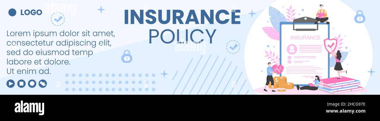 Insurance Policy Banner Template Flat Design Illustration Editable of ...