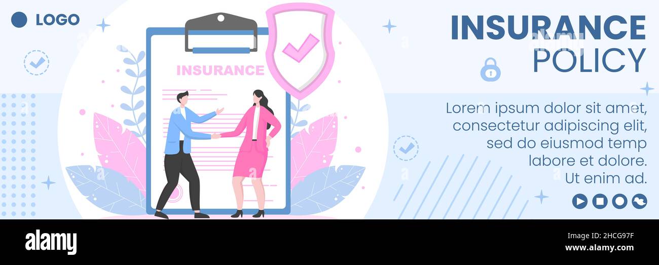 Insurance Policy Cover Template Flat Design Illustration Editable of ...