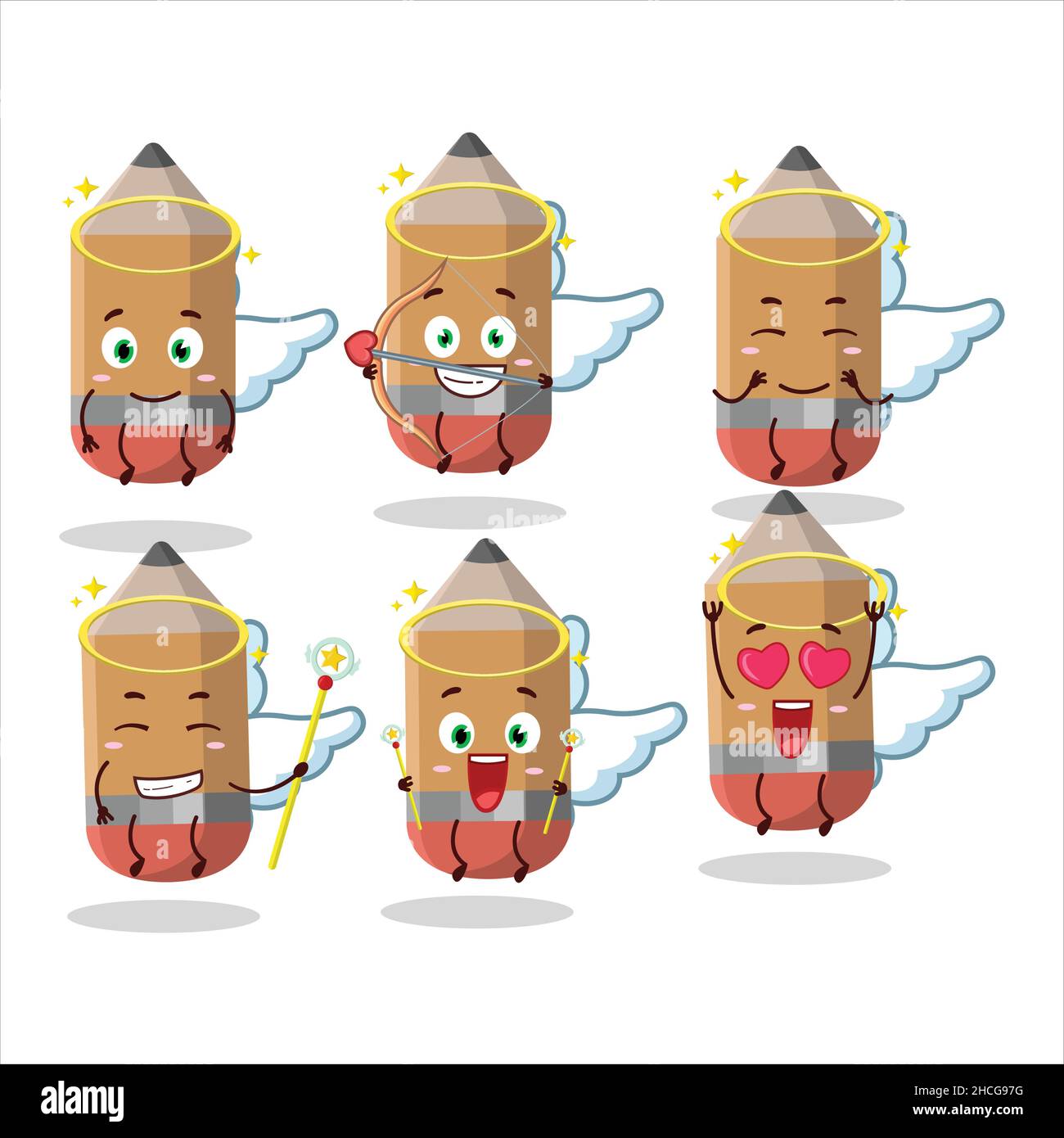 Pencil cartoon designs as a cute angel character. Vector illustration ...