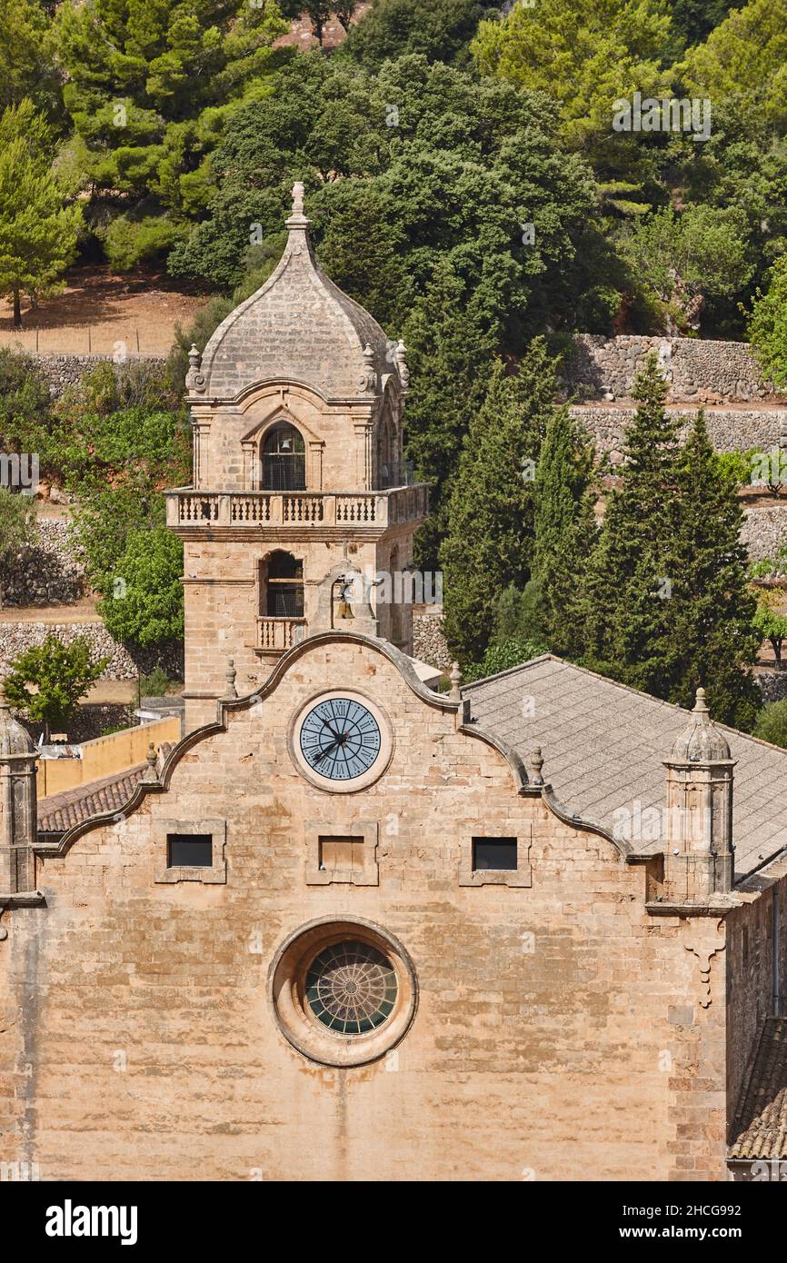 Traditional stone church in Bunyola village, Mallorca island. Balearic ...
