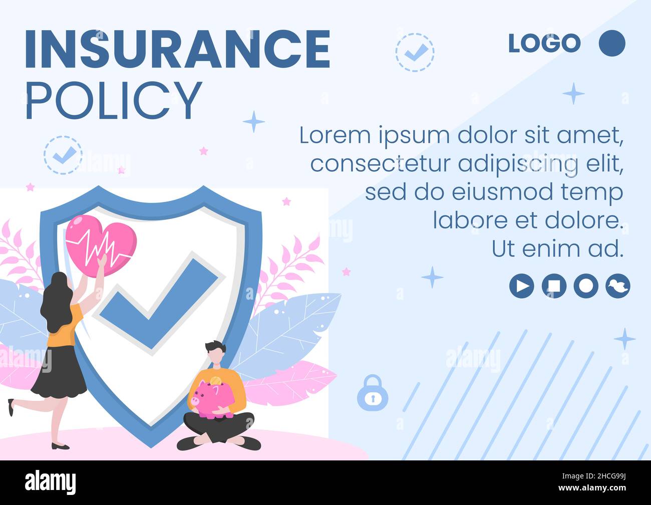 Insurance Policy Brochure Template Flat Design Illustration Editable of ...