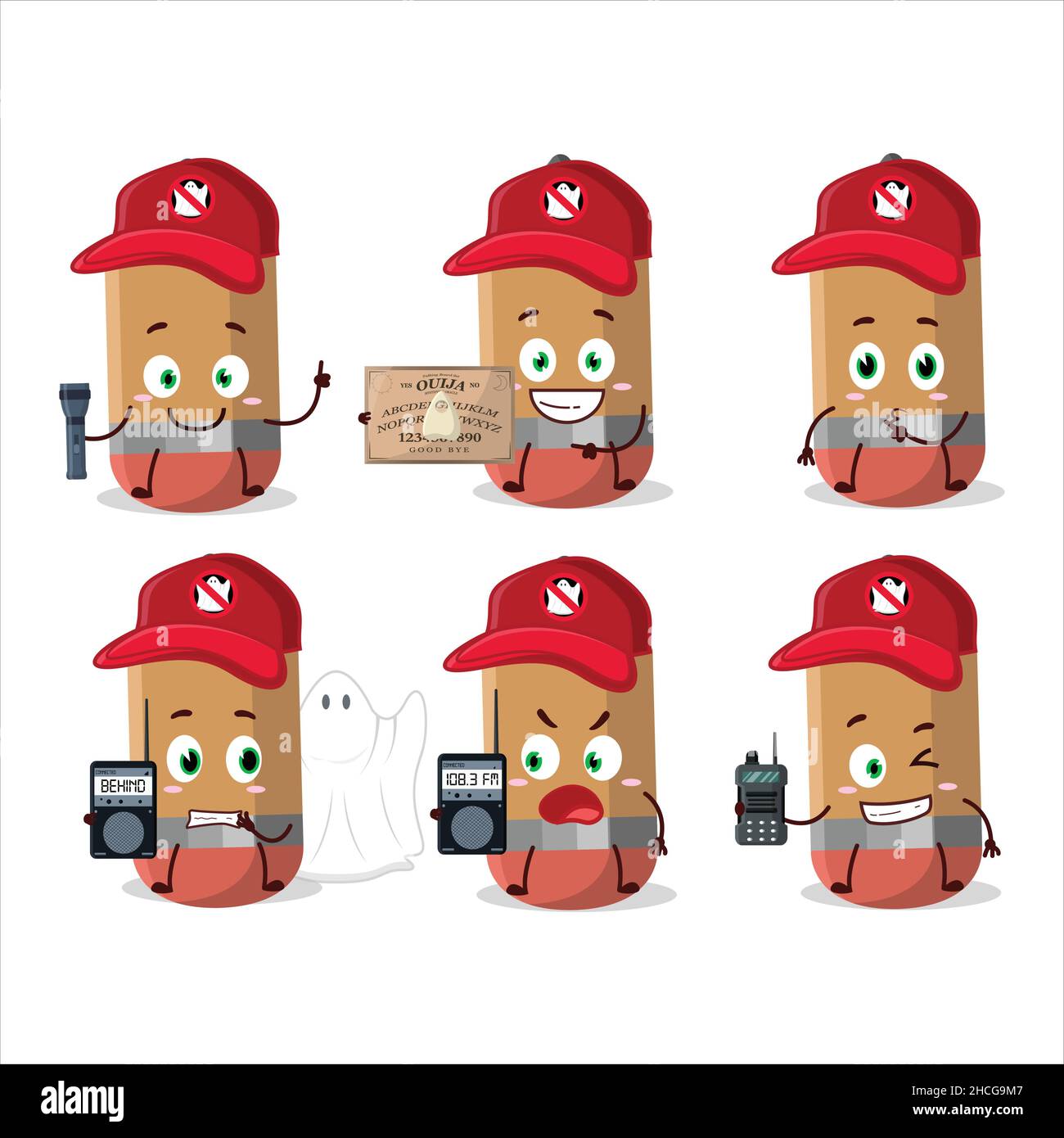 Ghost hunter cartoon Pencil character using camera. Vector illustration ...