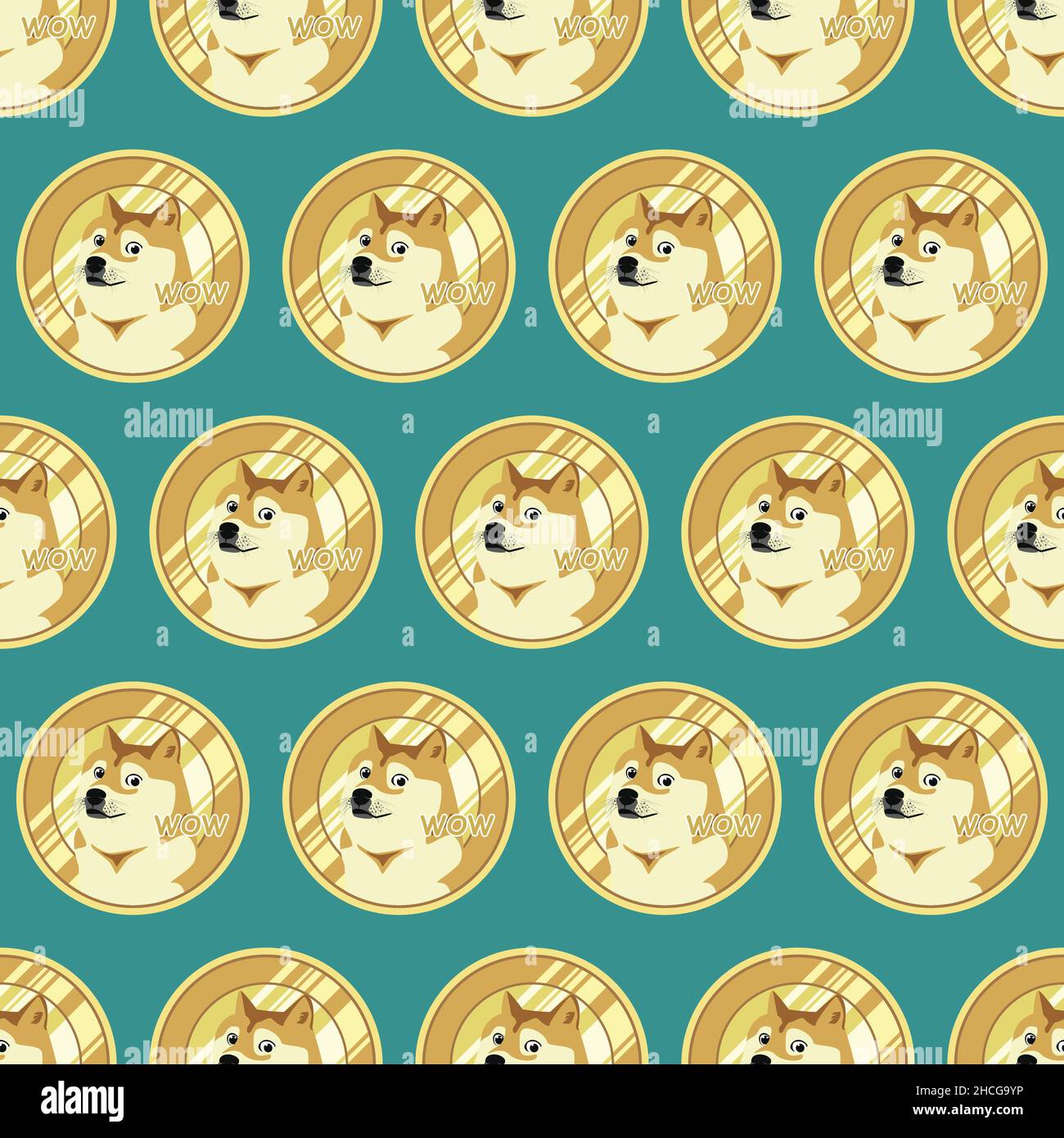 doge coin seamless pattern on green background Stock Vector Image & Art ...