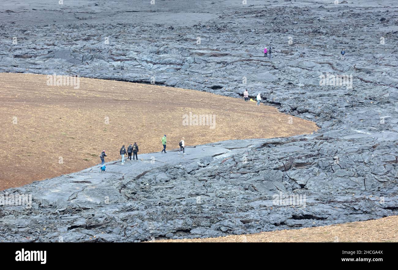 Grindavik, Iceland - July 26, 2021: A unique natural attraction. People ...