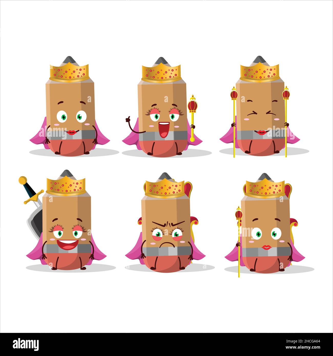 Queen and her magic clothes cartoon of Pencil wearing tiara. Vector ...