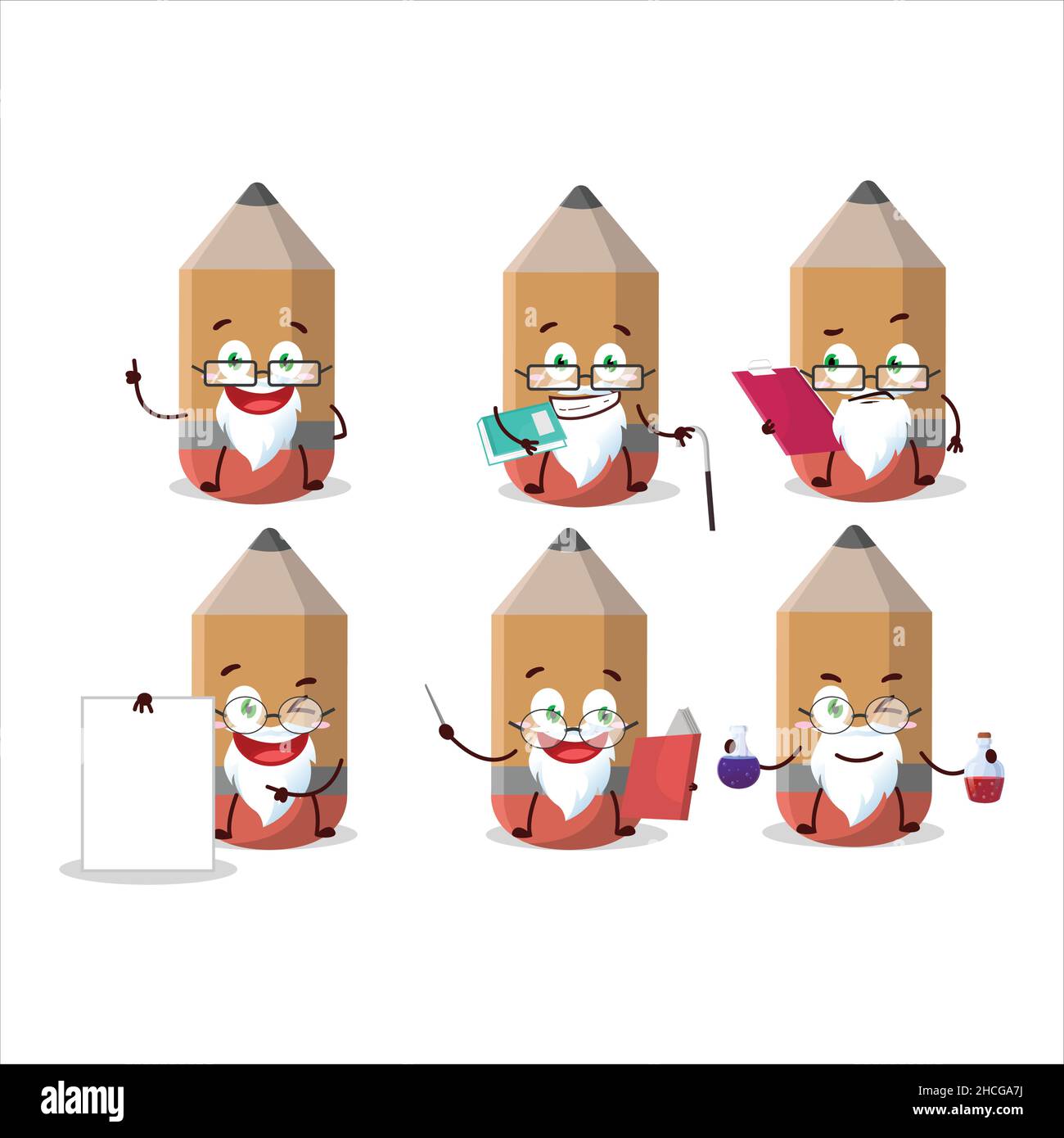 Professor Pencil academic cartoon character working on laboratory ...