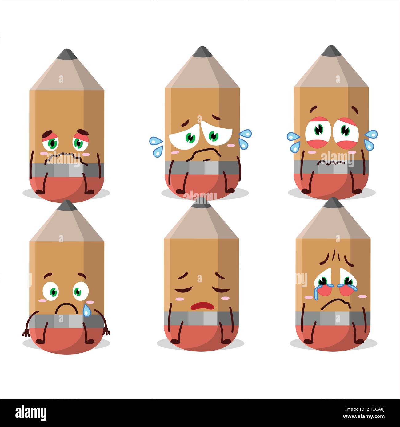 Pencil cartoon character in with sad expression. Vector illustration ...