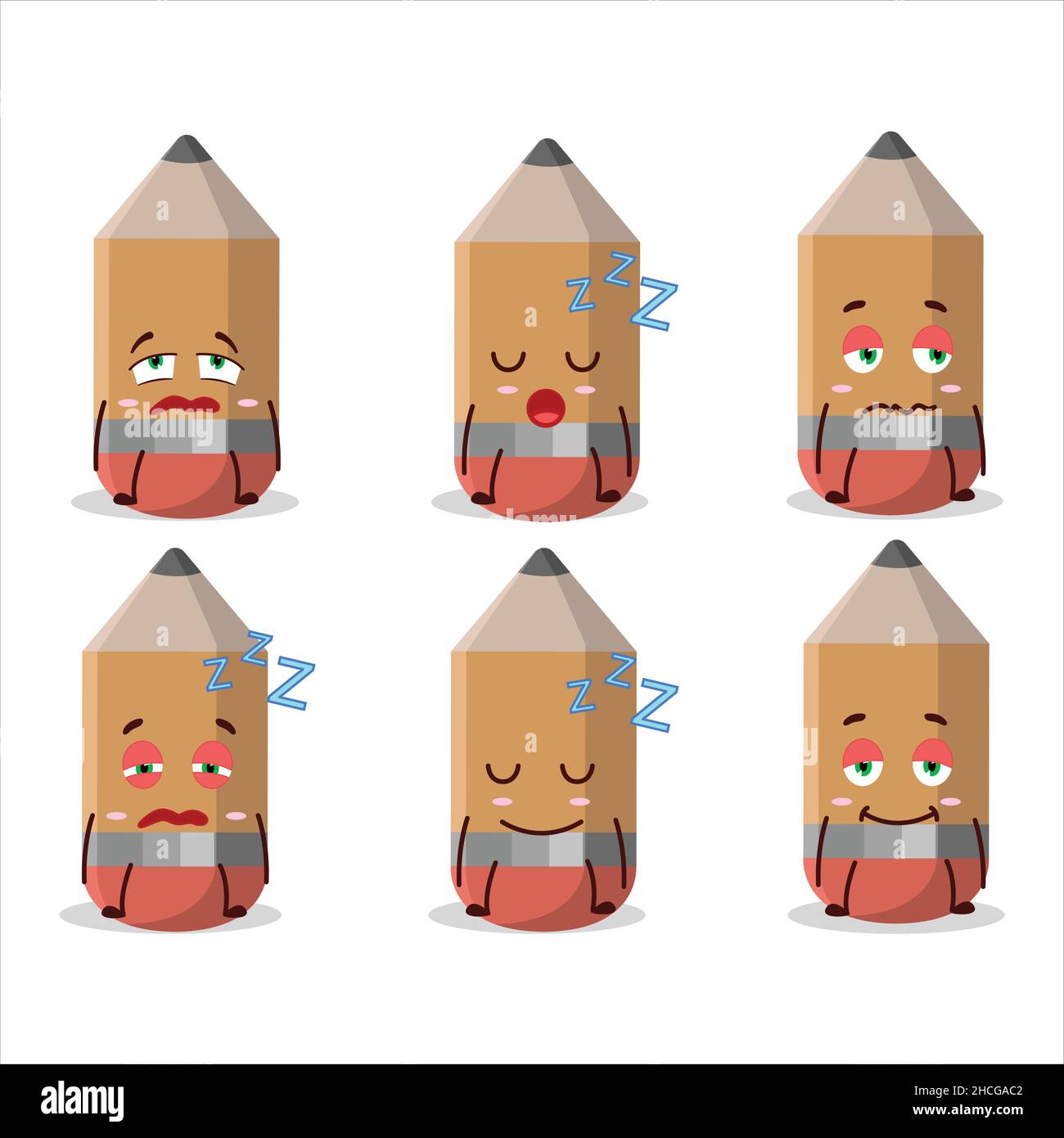 Cartoon character of Pencil with sleepy expression. Vector illustration ...