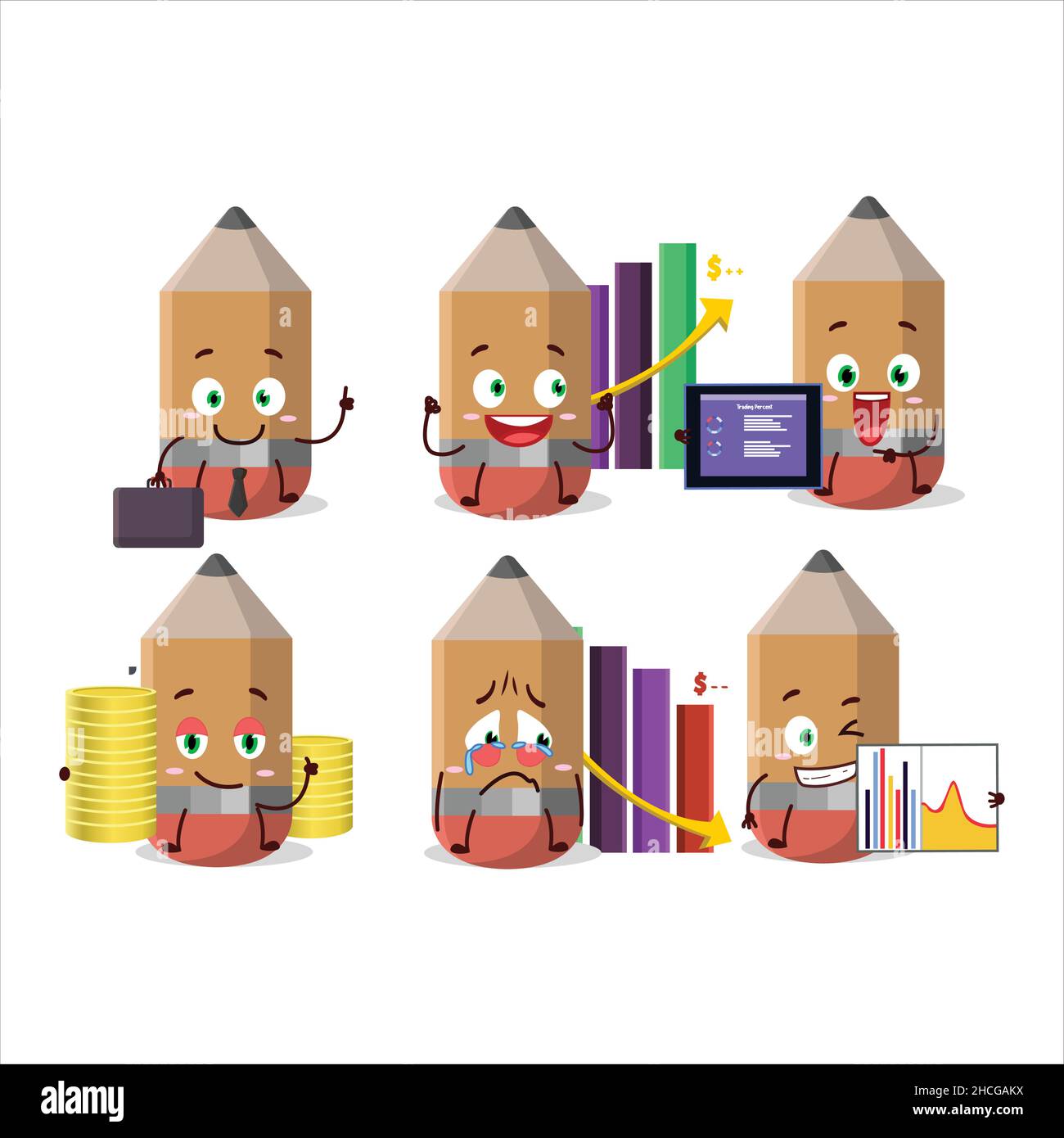 Pencil character designs as a trader investment mascot. Vector ...