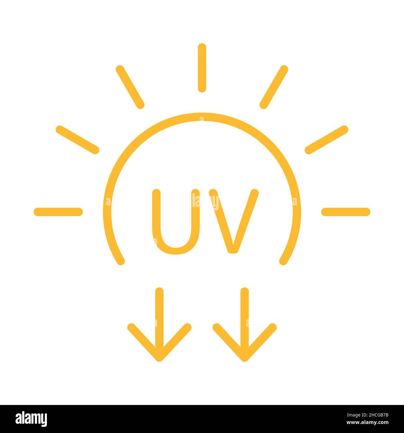 UV radiation icon vector solar ultraviolet light symbol for graphic ...