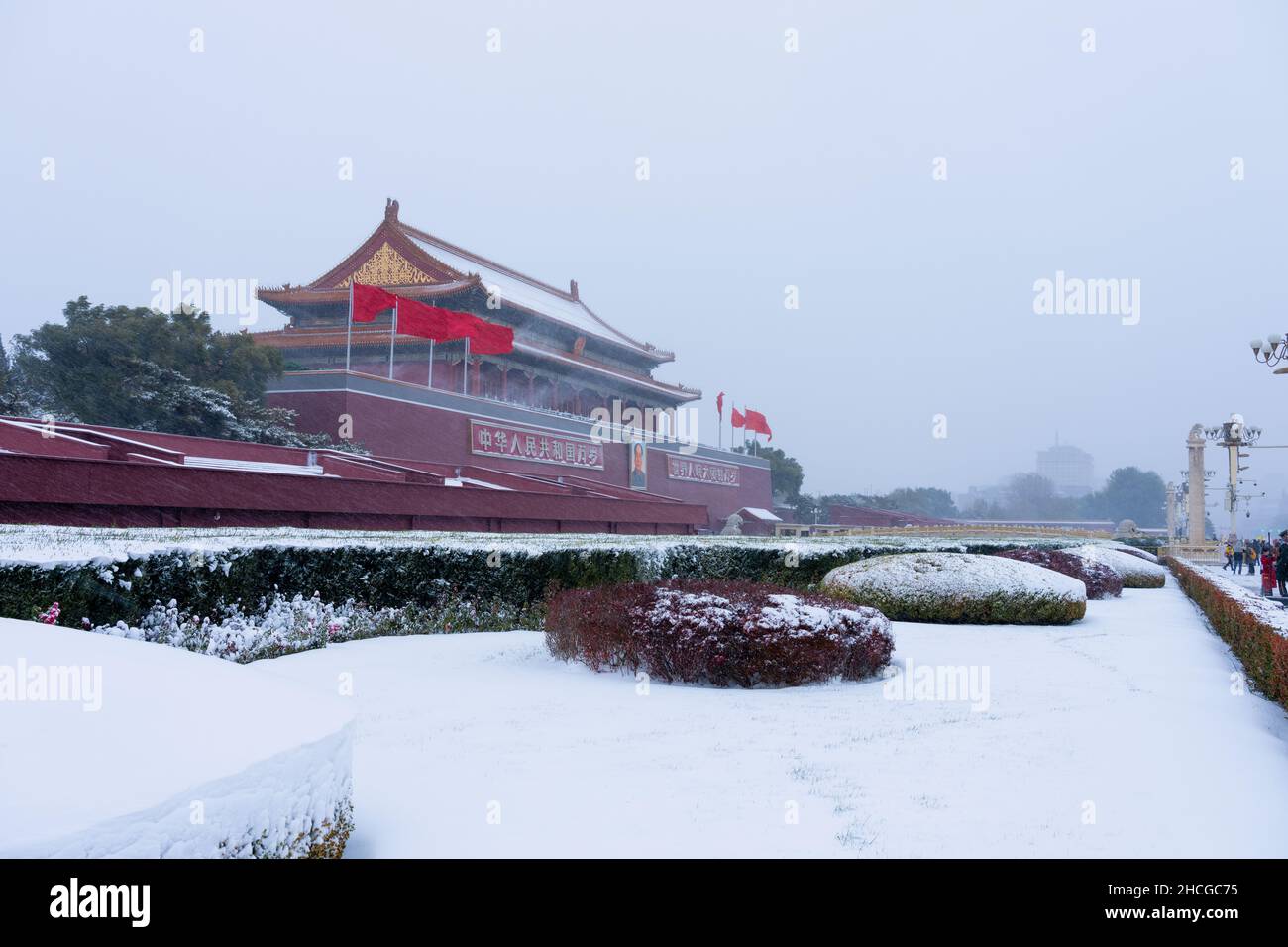 Beijing Tiananmen winter snow scene Stock Photo - Alamy