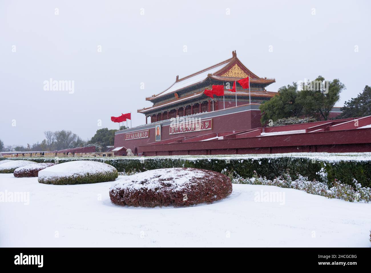 Beijing Tiananmen winter snow scene Stock Photo - Alamy