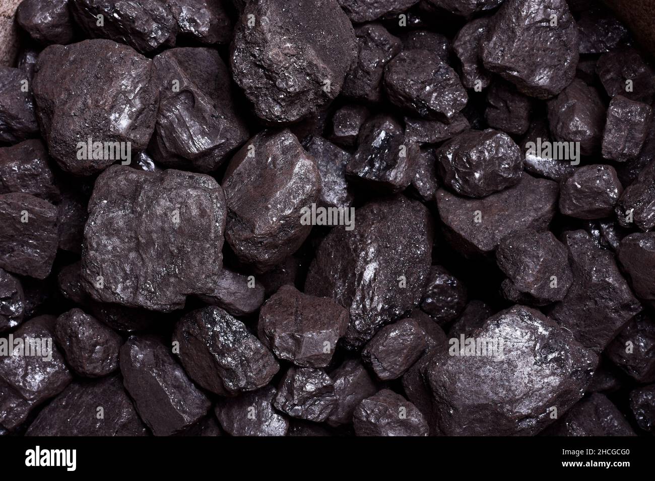 Photograph shot from an overhead point of view of some carbon rocks ...