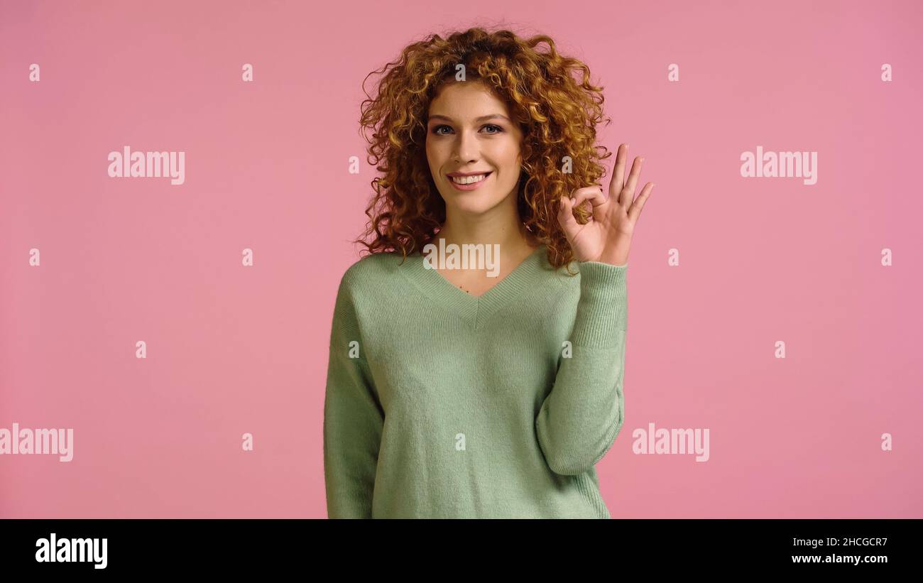 Okay happy cheerful redhead young hi-res stock photography and images ...