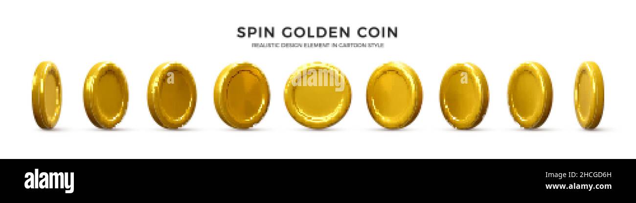 3d gold coin. Realistic gold coin on white background. Vector ...