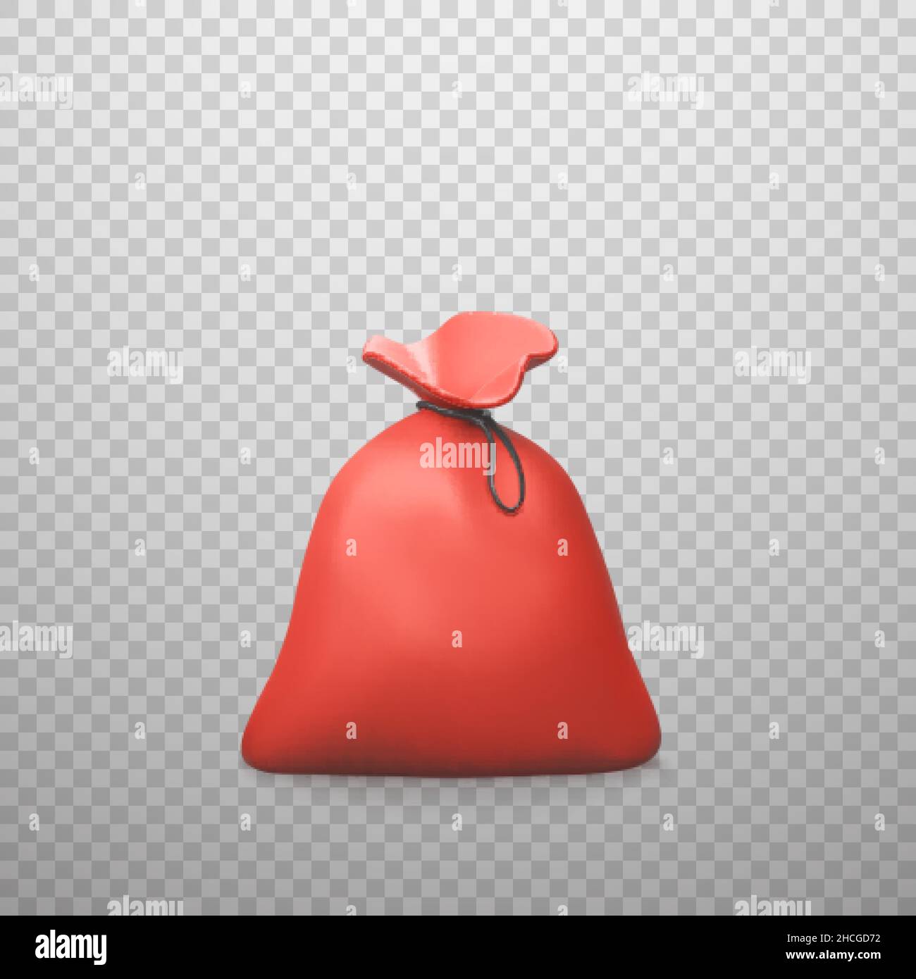 Design of red gift bag in realistic cartoon style. Traditional sack ...