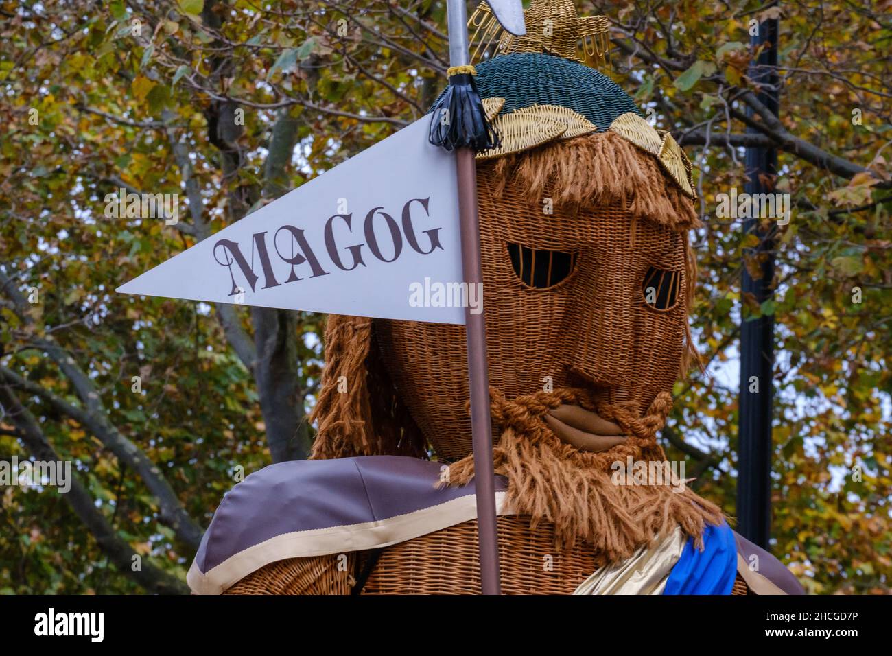 Close up of Magog, one of two wicker giants, traditional guardians of ...