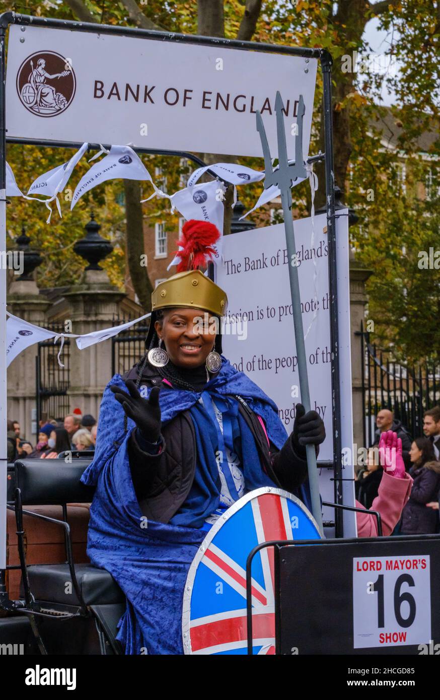 Bank of England float in Lord Mayor’s Show 2021 with its logo, helmeted ...