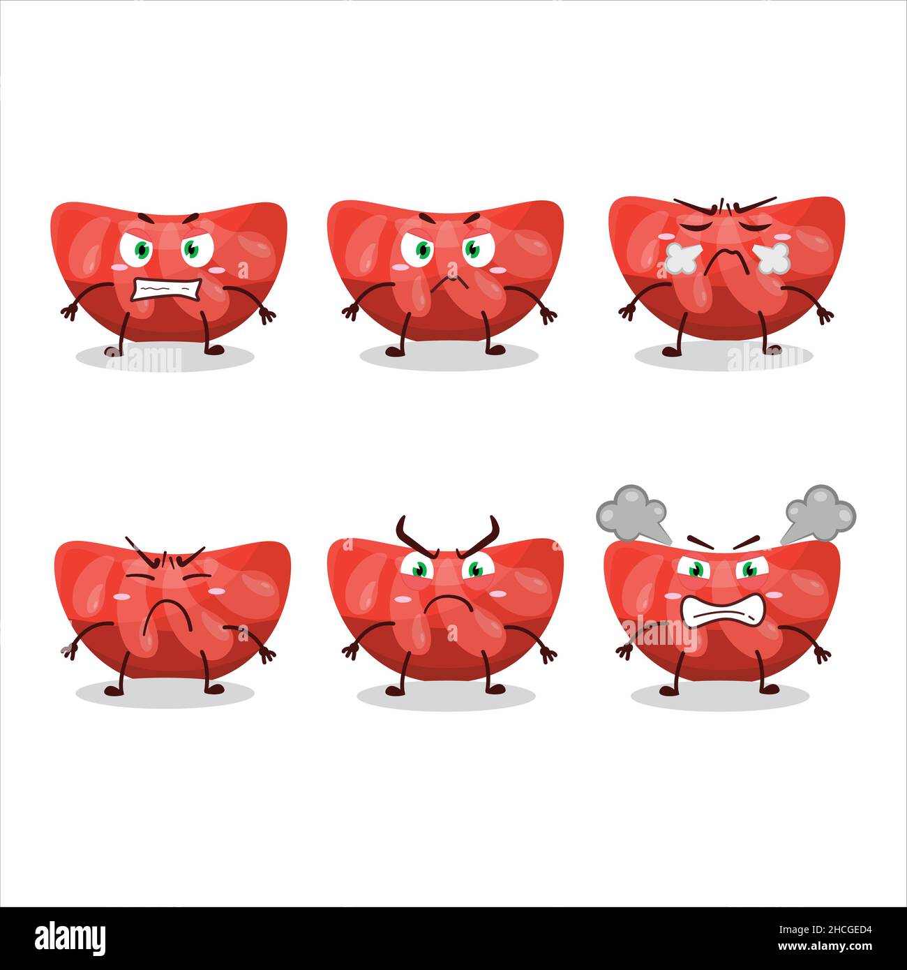 red orange gummy candy cartoon character with various angry expressions ...