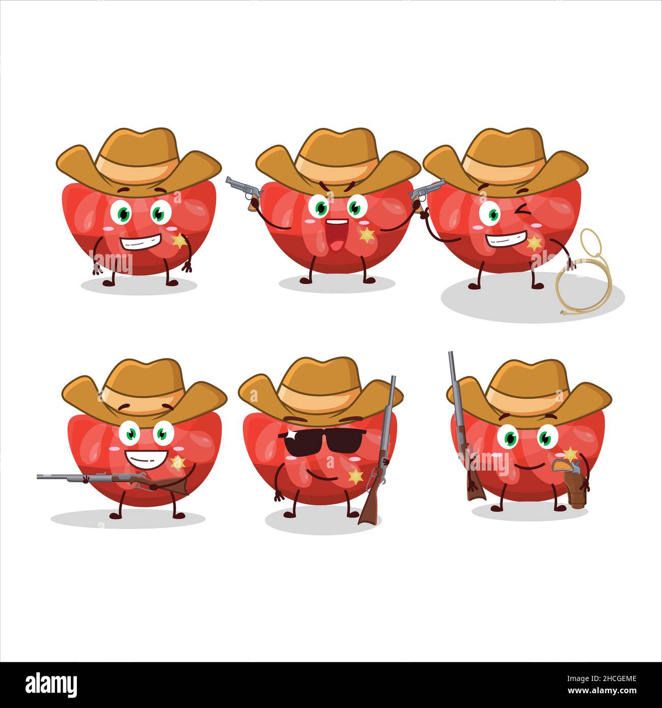 Cool cowboy red orange gummy candy cartoon character with a cute hat ...