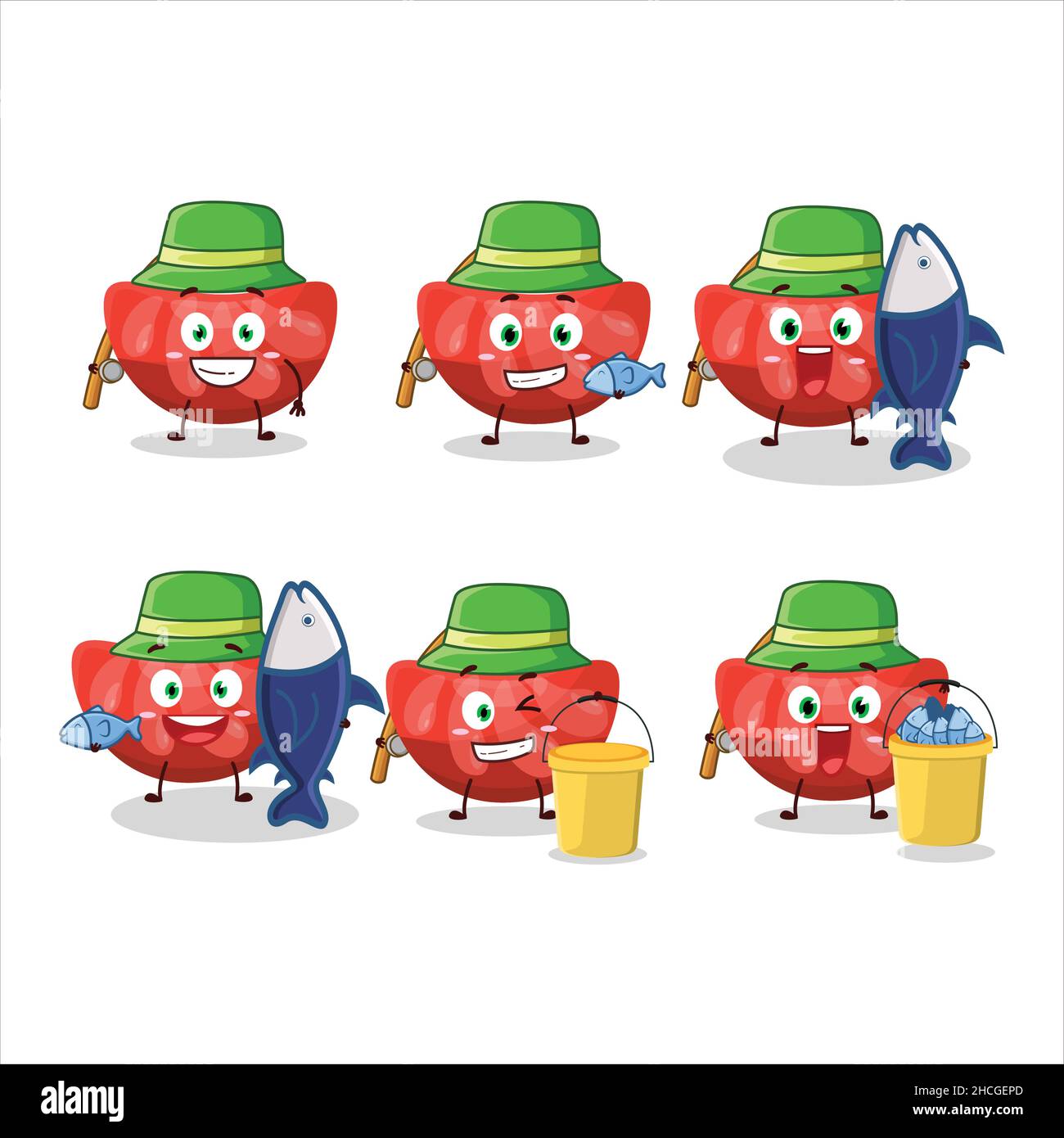 A fisherman red orange gummy candy cartoon picture catch a big fish ...