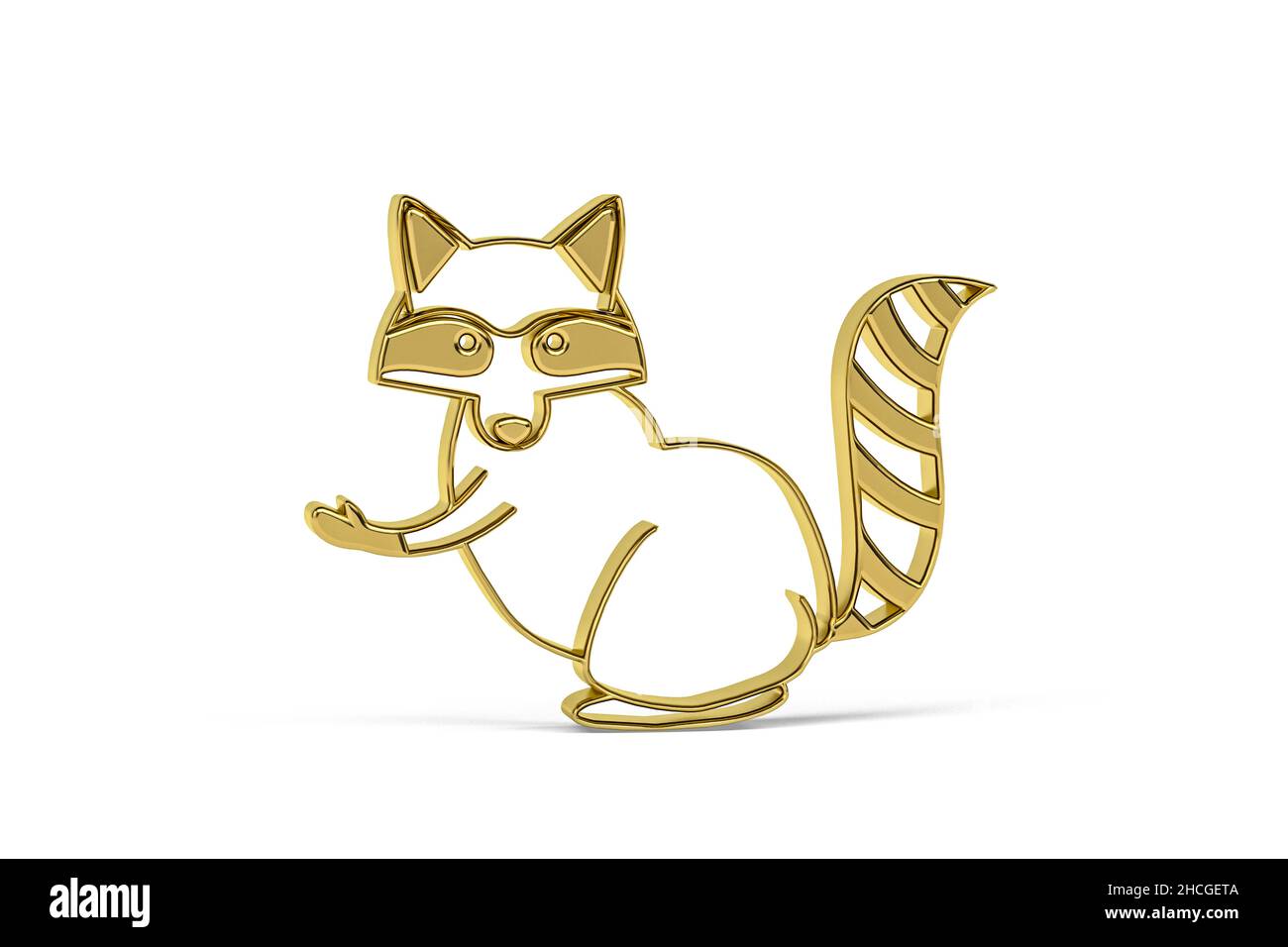 Golden 3d raccoon dog icon isolated on white background - 3d render ...