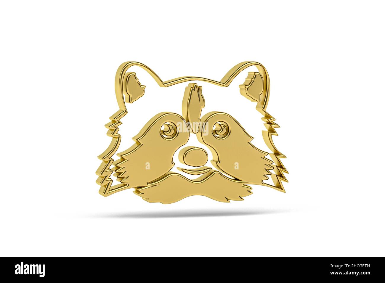 Golden 3d raccoon dog icon isolated on white background - 3d render ...
