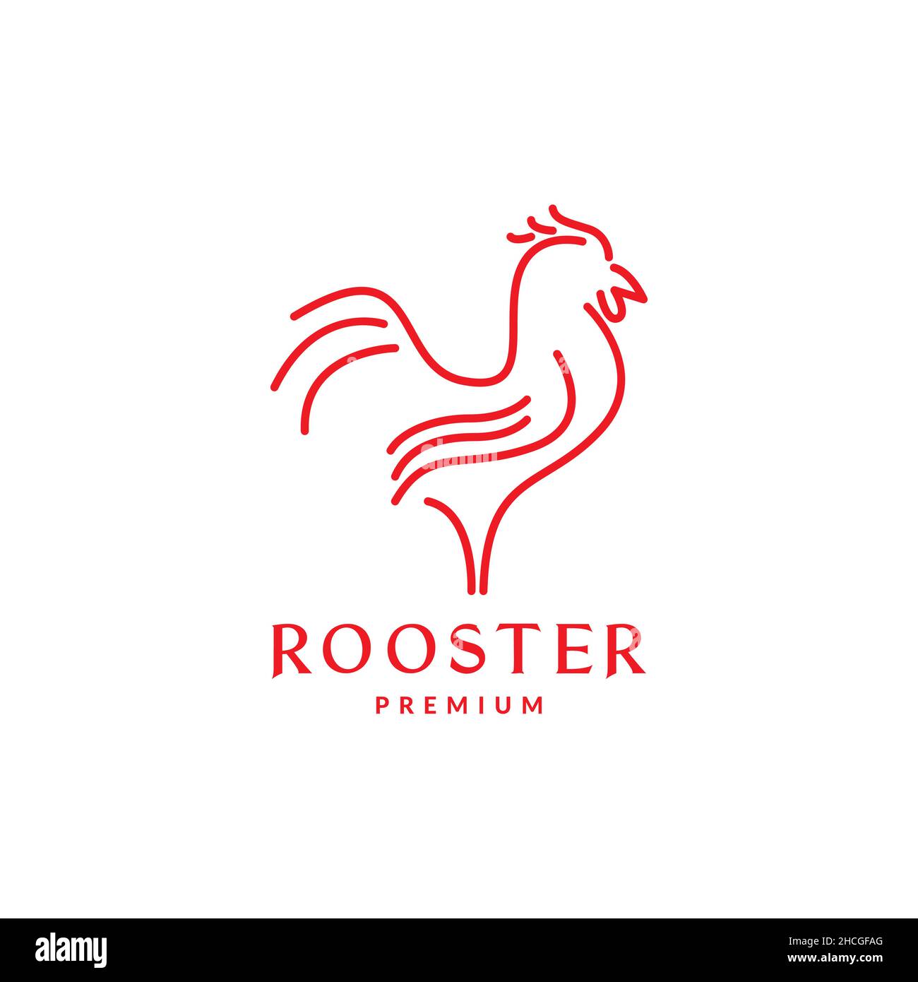 red line rooster simple logo design vector graphic symbol icon sign ...