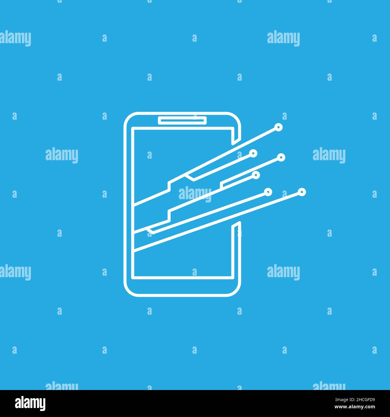 line smartphone with technology transfer logo design vector graphic ...