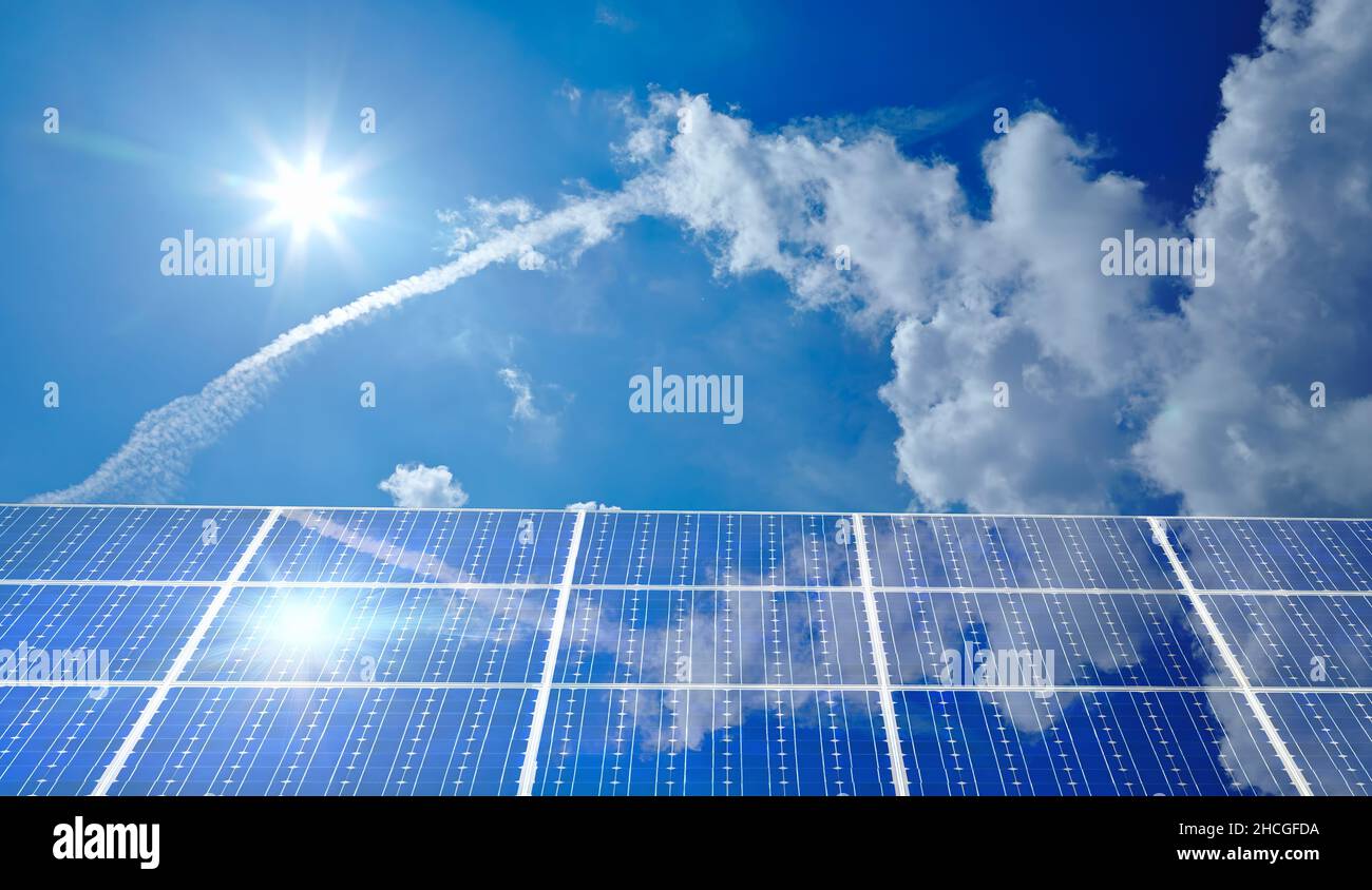 Solar panel clouds reflected hi-res stock photography and images - Alamy