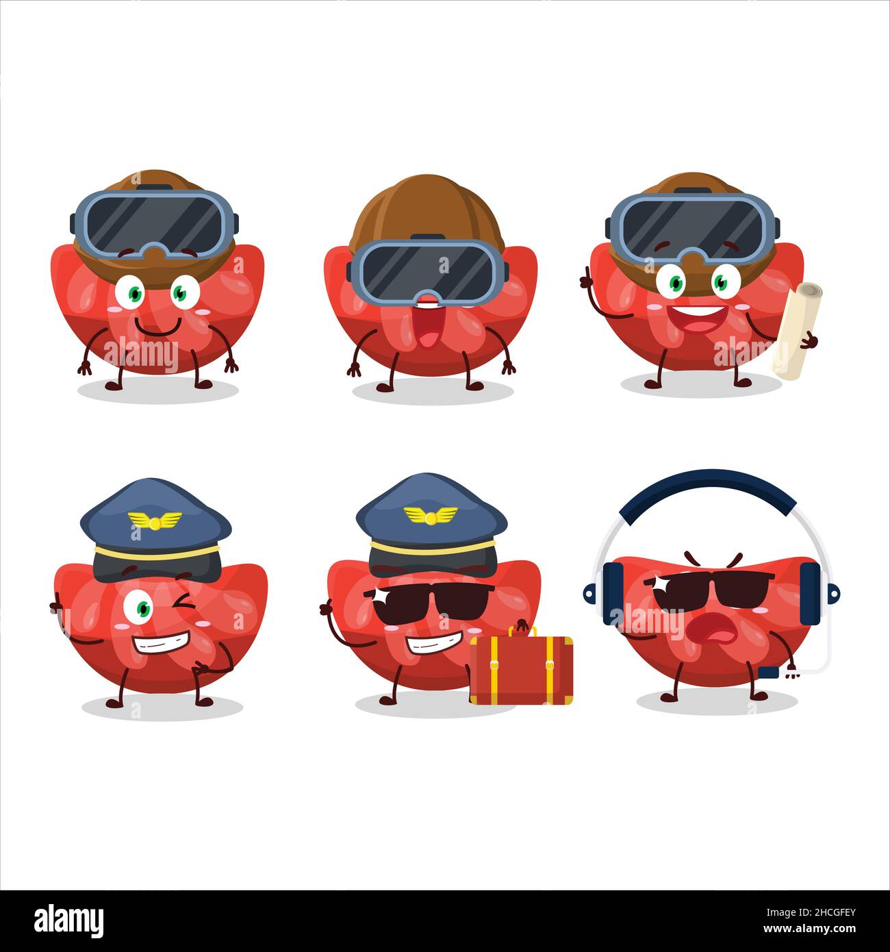 Pilot cartoon mascot red orange gummy candy with glasses. Vector ...