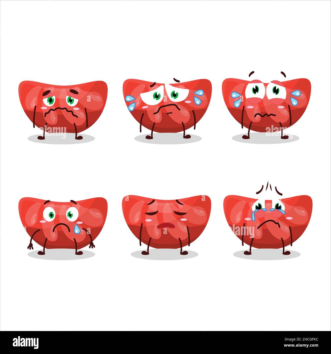red orange gummy candy cartoon character with sad expression. Vector ...