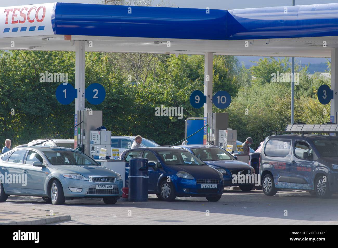 General view of the public filling up their cars at Tesco by Bonnyrigg ...