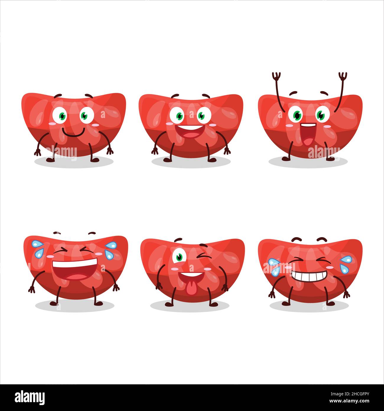 Cartoon character of red orange gummy candy with smile expression ...